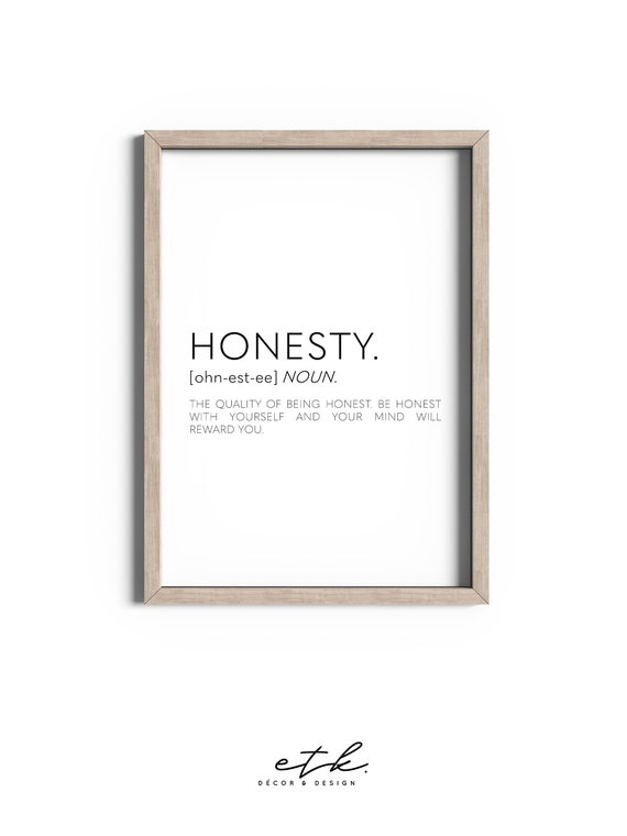 Honesty Definition Inspirational Wall Art Office Decor | Etsy