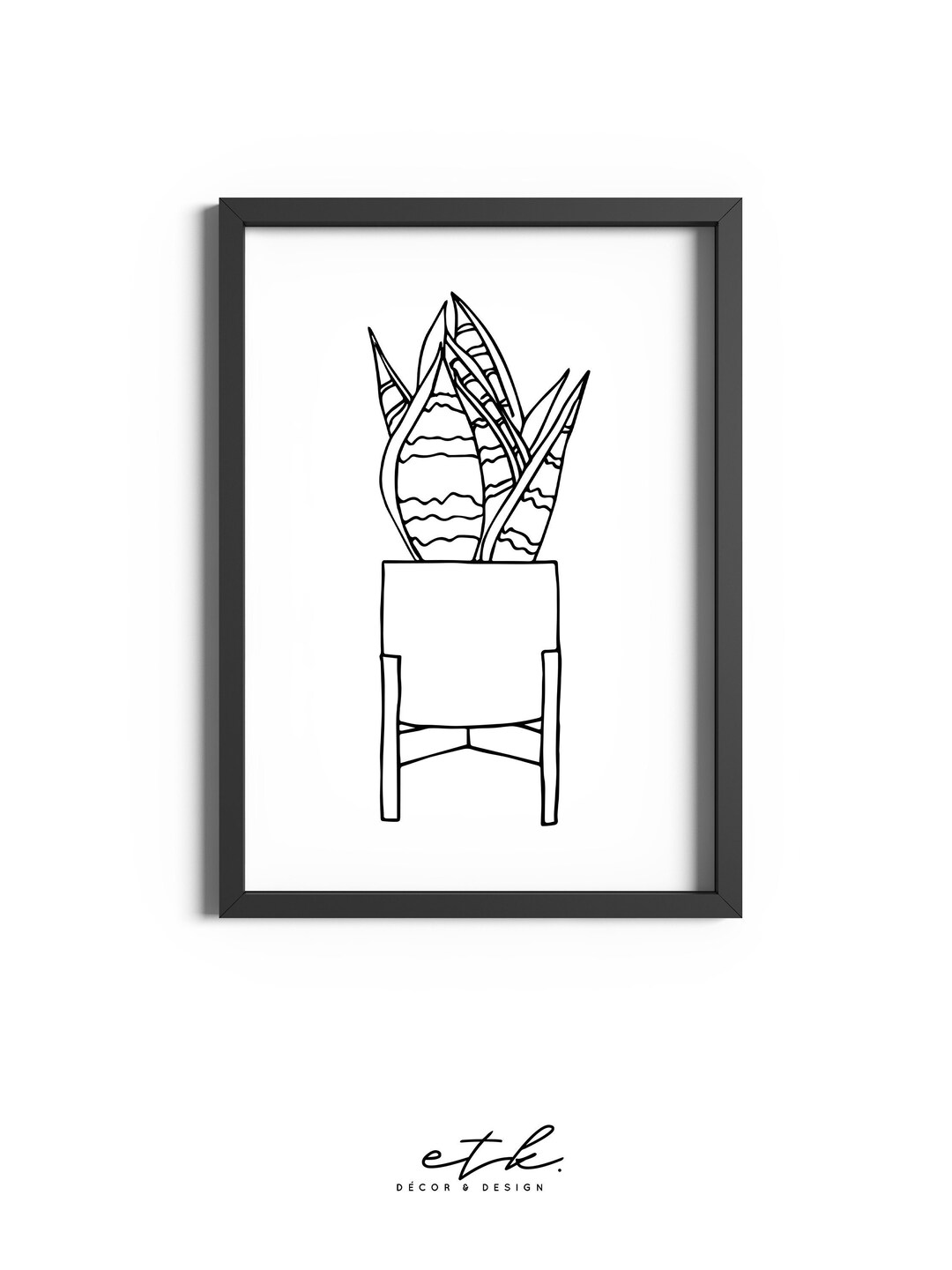 Botanical Wall Art Plant Pot Line Drawing Botanical Bathroom - Etsy