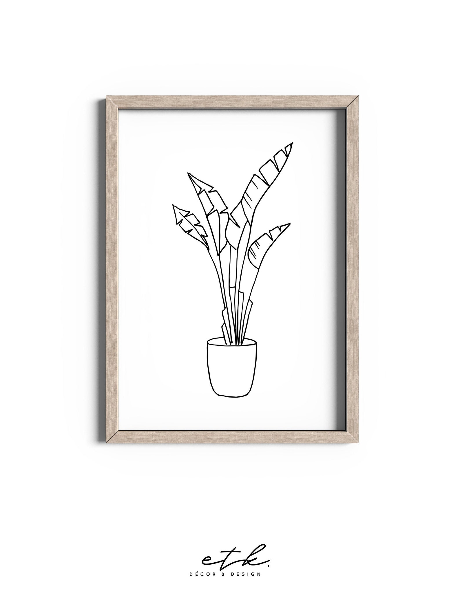 Plant In Pot Line Drawing Line Art Print Line Drawing | Etsy