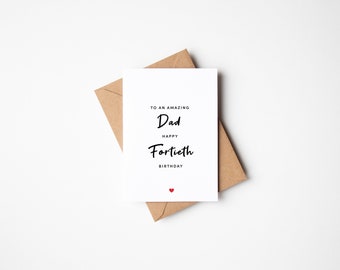 40th Birthday Card for Dad, Happy 40th Birthday Card, Fortieth Birthday ...