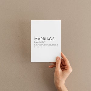 Marriage Definition Card, Funny Anniversary Card, Card for Husband ...