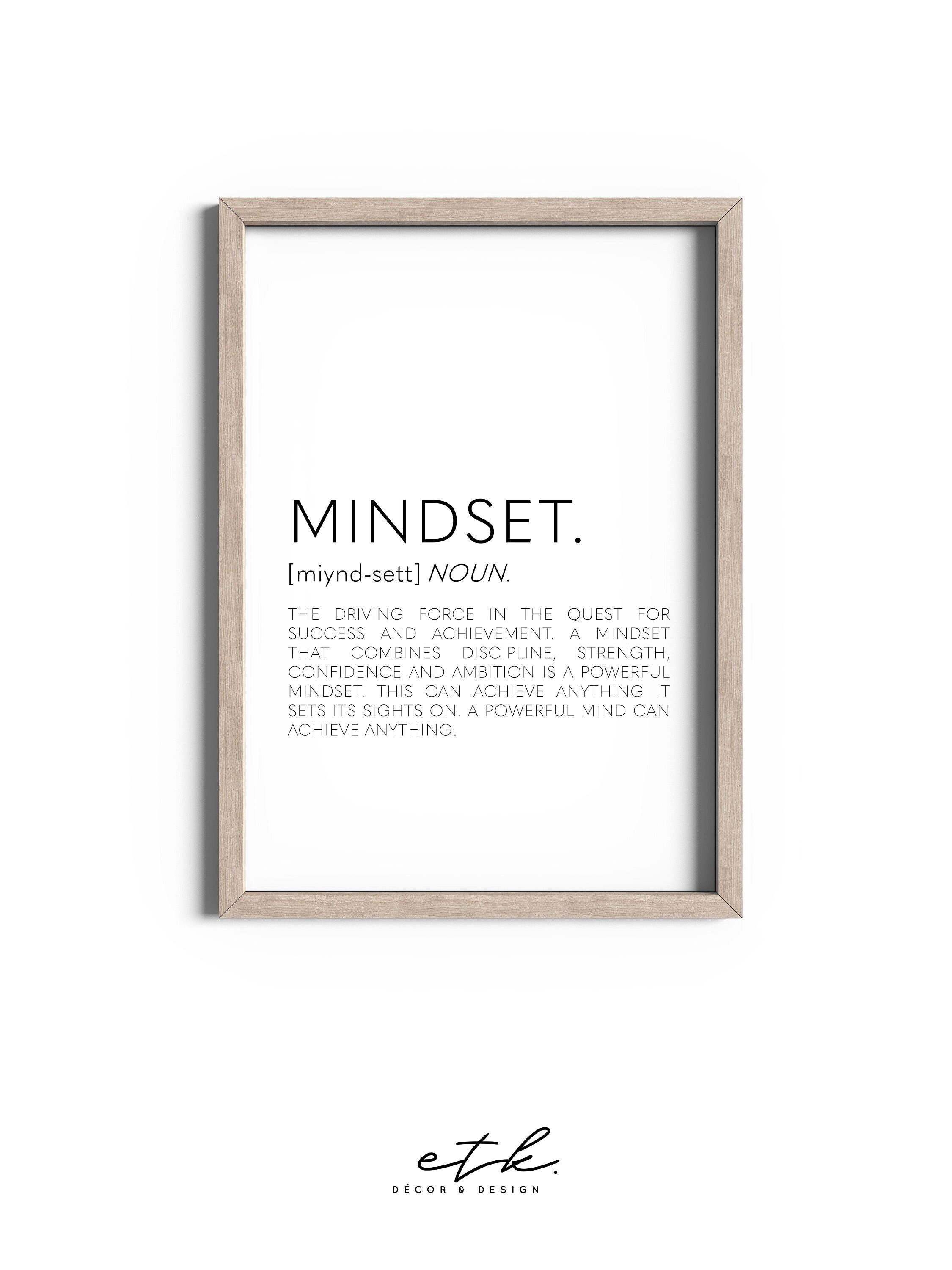Digital Prints Prints Mindset Definition Print Home Office Wall Art ...