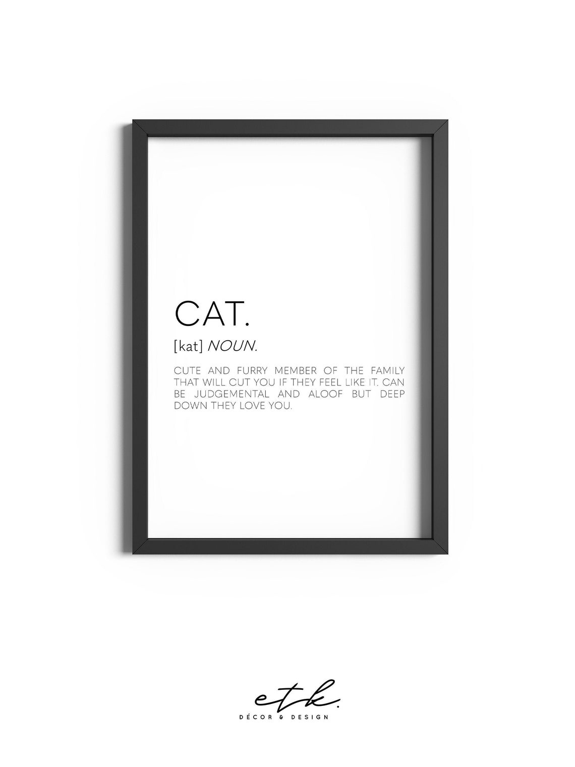 Cat Definition Print Family Prints Gifts for Cat Owners Cat - Etsy
