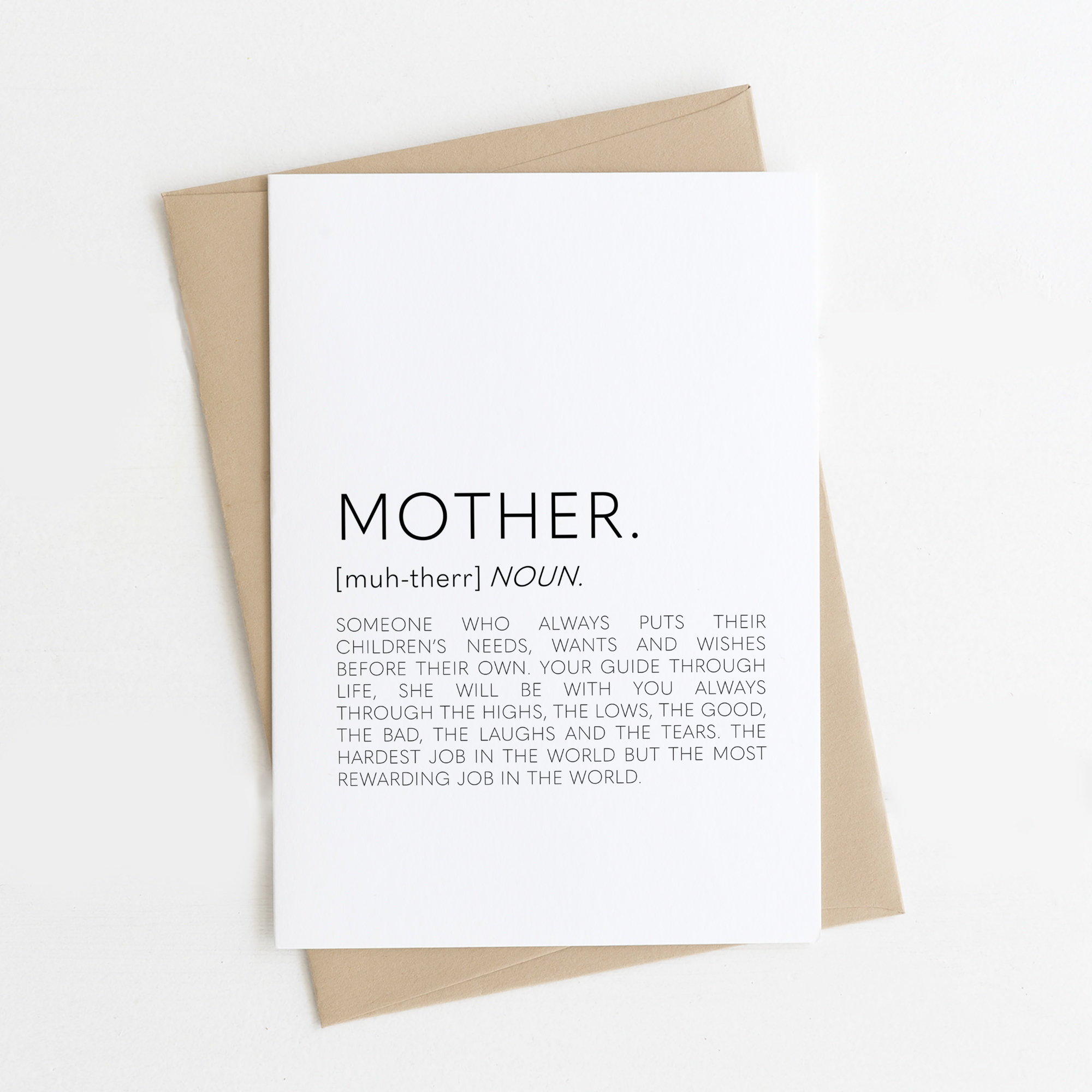 Mother Definition Card Mum Birthday Card Card For Mum Etsy