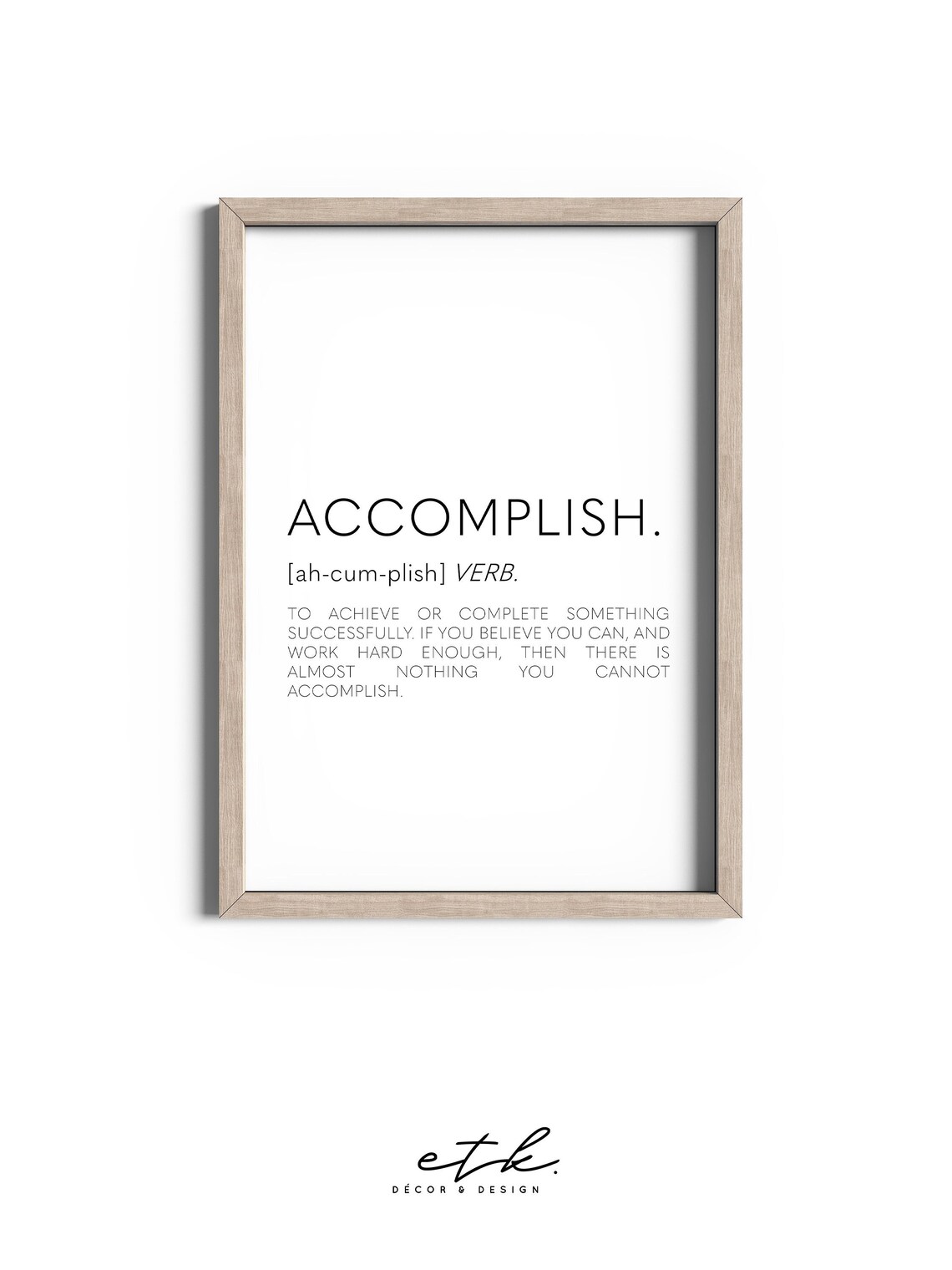 Accomplish Definition Inspirational Wall Art Office Decor | Etsy