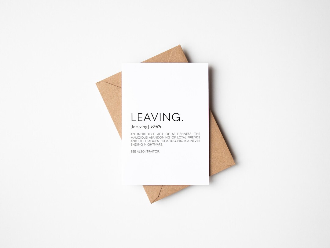 Leaving Definition Card, Work Friend Leaving Card, A4 Leaving Card ...