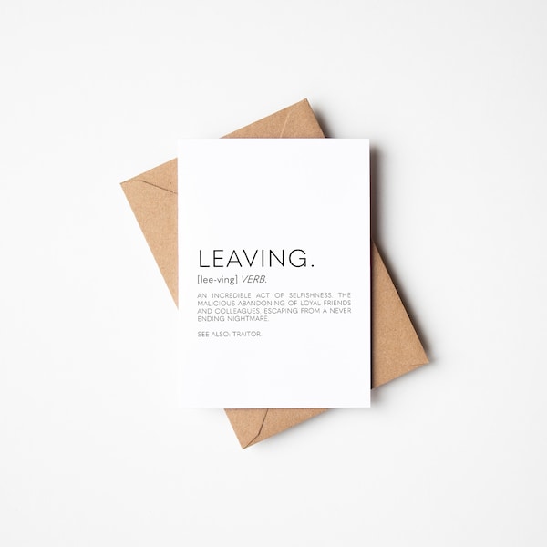 Funny Leaving Card A4 - Etsy
