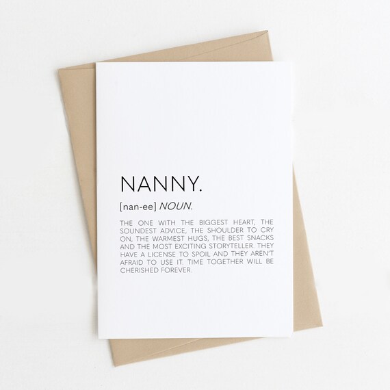 Nanny Definition Card Nanny Birthday Card Card For Nanny | Etsy