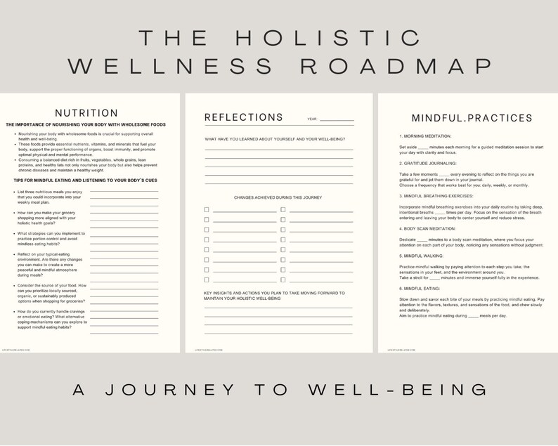 Holistic Wellness Planner Mental Health Workbook Digital Therapy ...