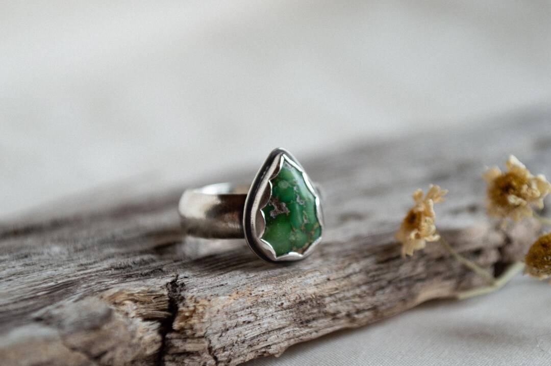 Chunky Sonoran Gold Turquoise Ring, Size 5 3/4, Turquoise Statement ...