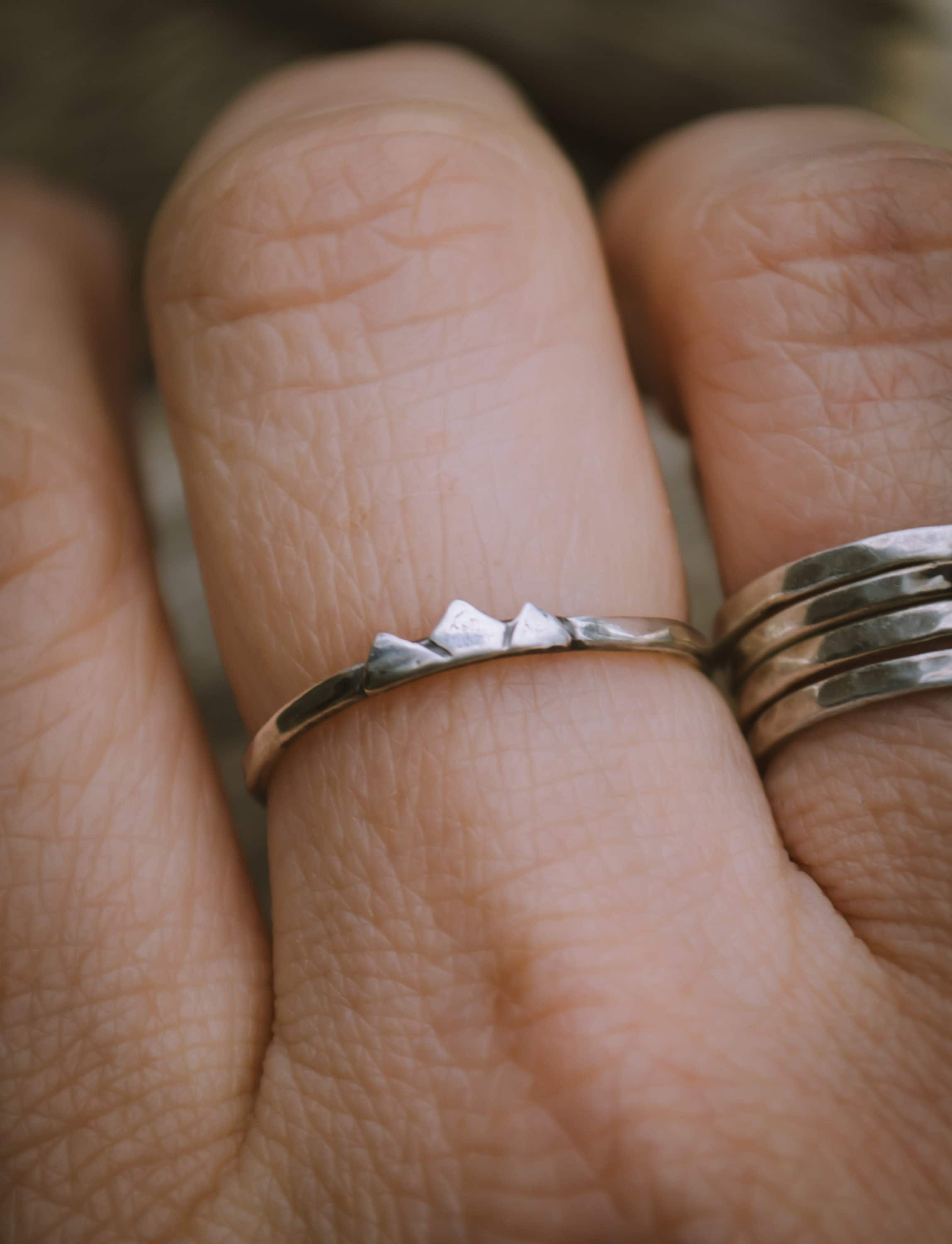 Mountain Ring, Sterling Silver Mountainscape, Simple Mountain Ring ...