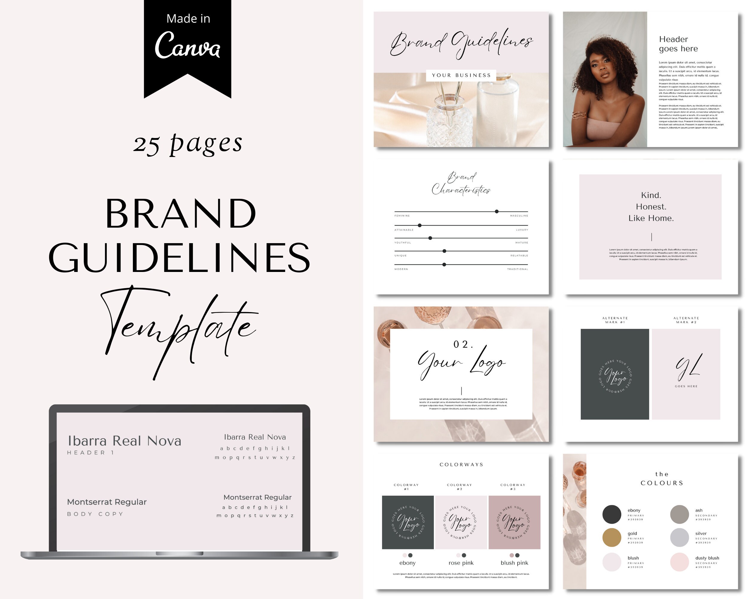 Branding Guidelines Template, Brand Style Guide Template, Editable Brand Guidelines, Brand Kit ...