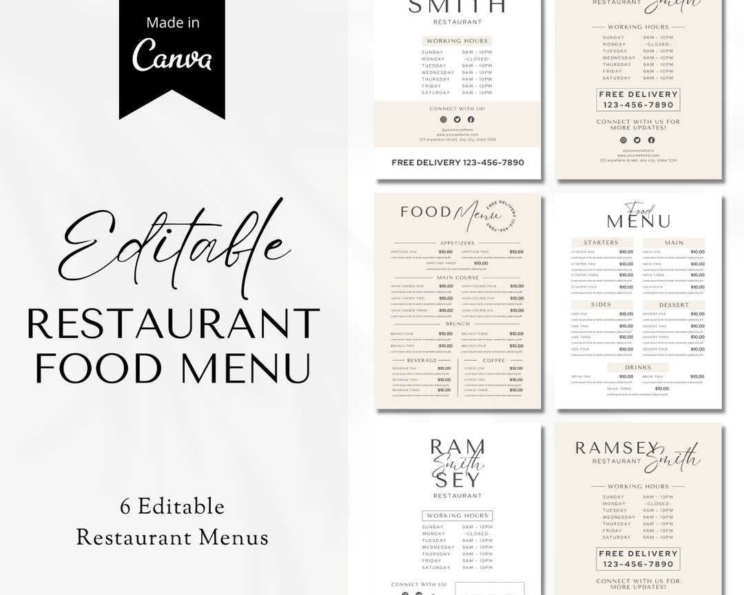 Menu Template Restaurant, Restaurant Food Menu, Business Menu Template ...