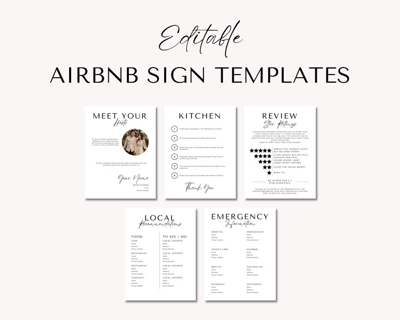 Airbnb Sign Bundle Printable Airbnb Signs Airbnb Welcome - Etsy