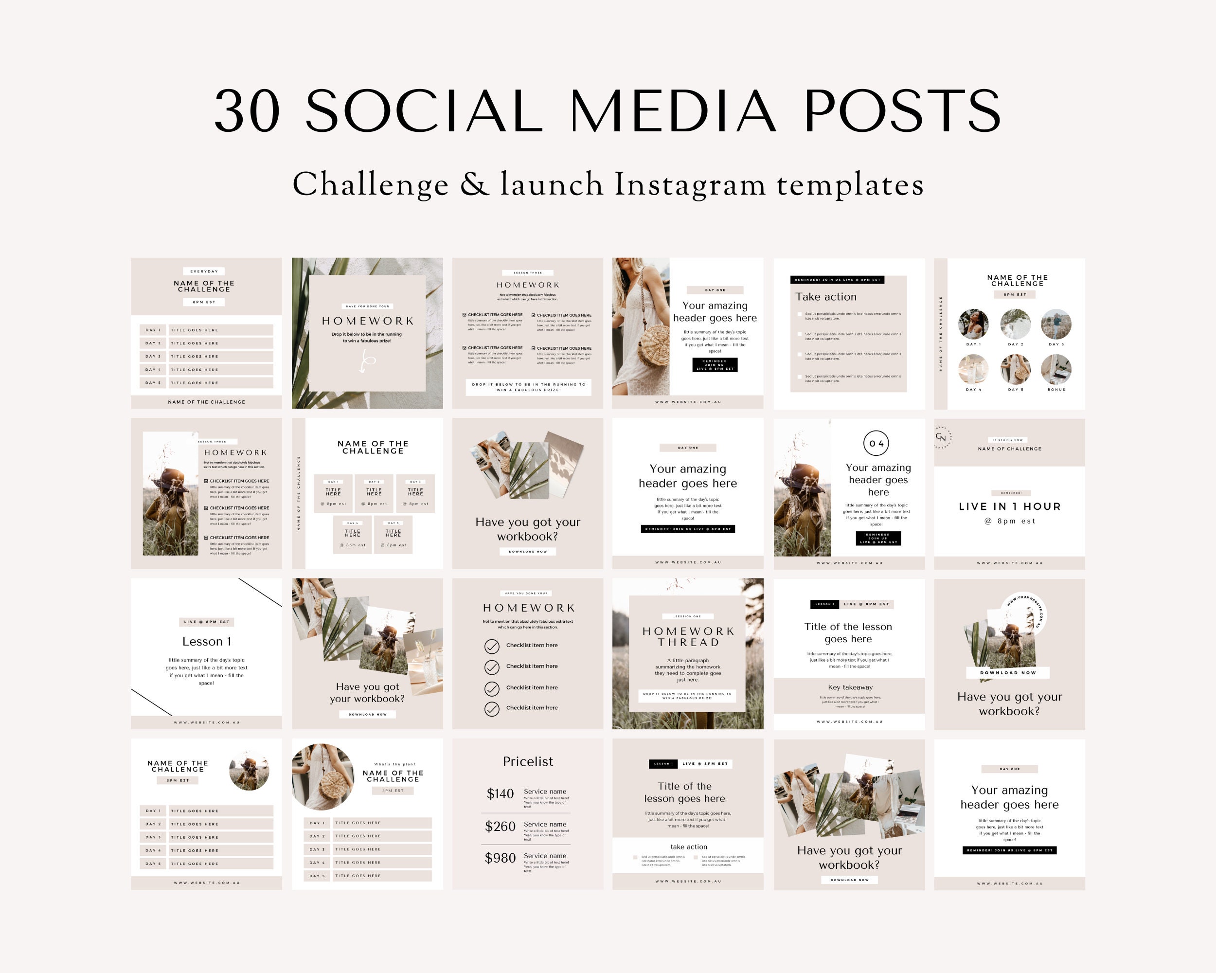 5 Day Challenge Bundle, Launch Canva Templates, Launch Sales Page ...