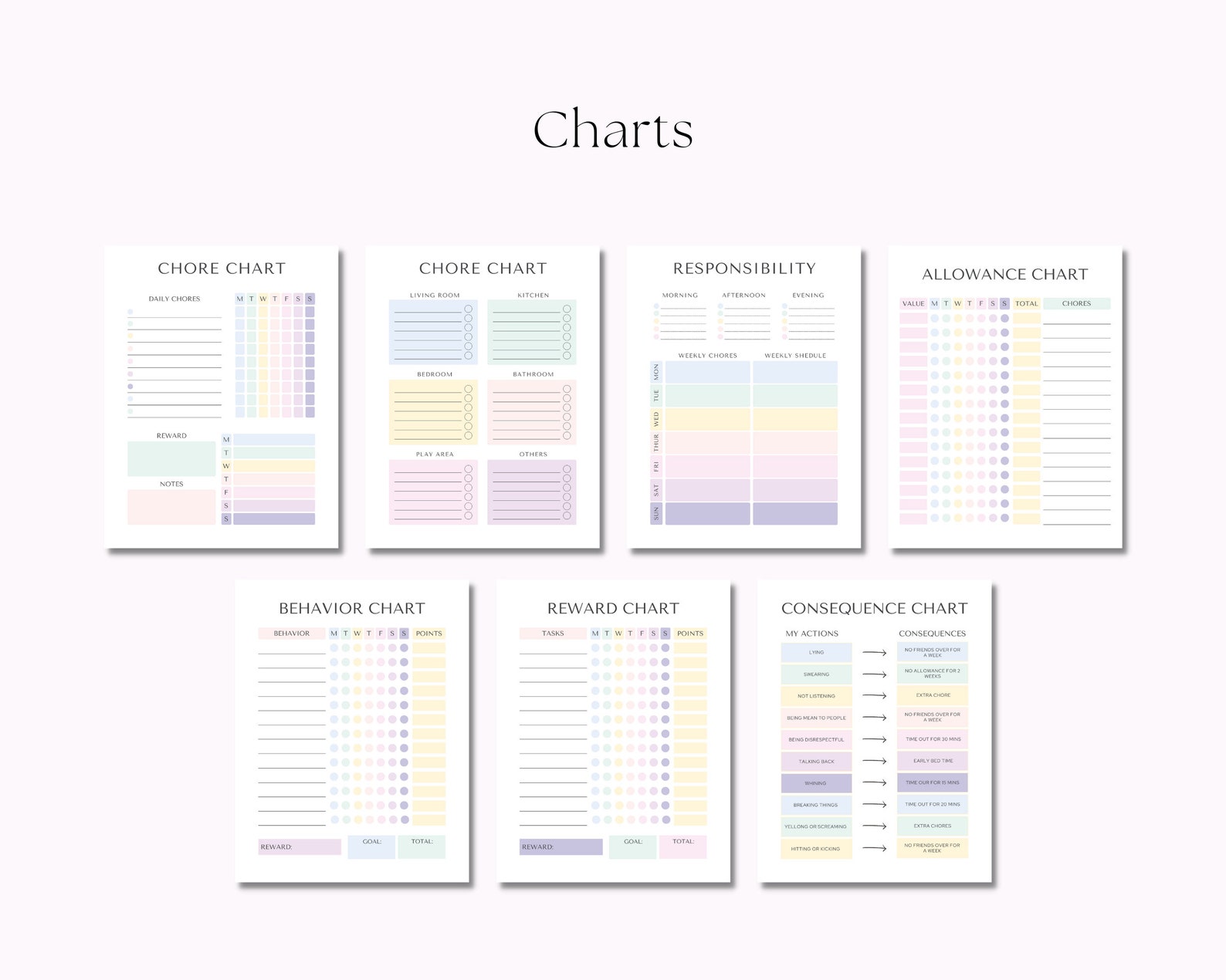 Behavior Chart Bundle for Kids, Good Behavior Checklist, Children ...