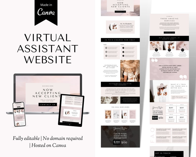Virtual Assistant Website Template Canva Website Template - Etsy