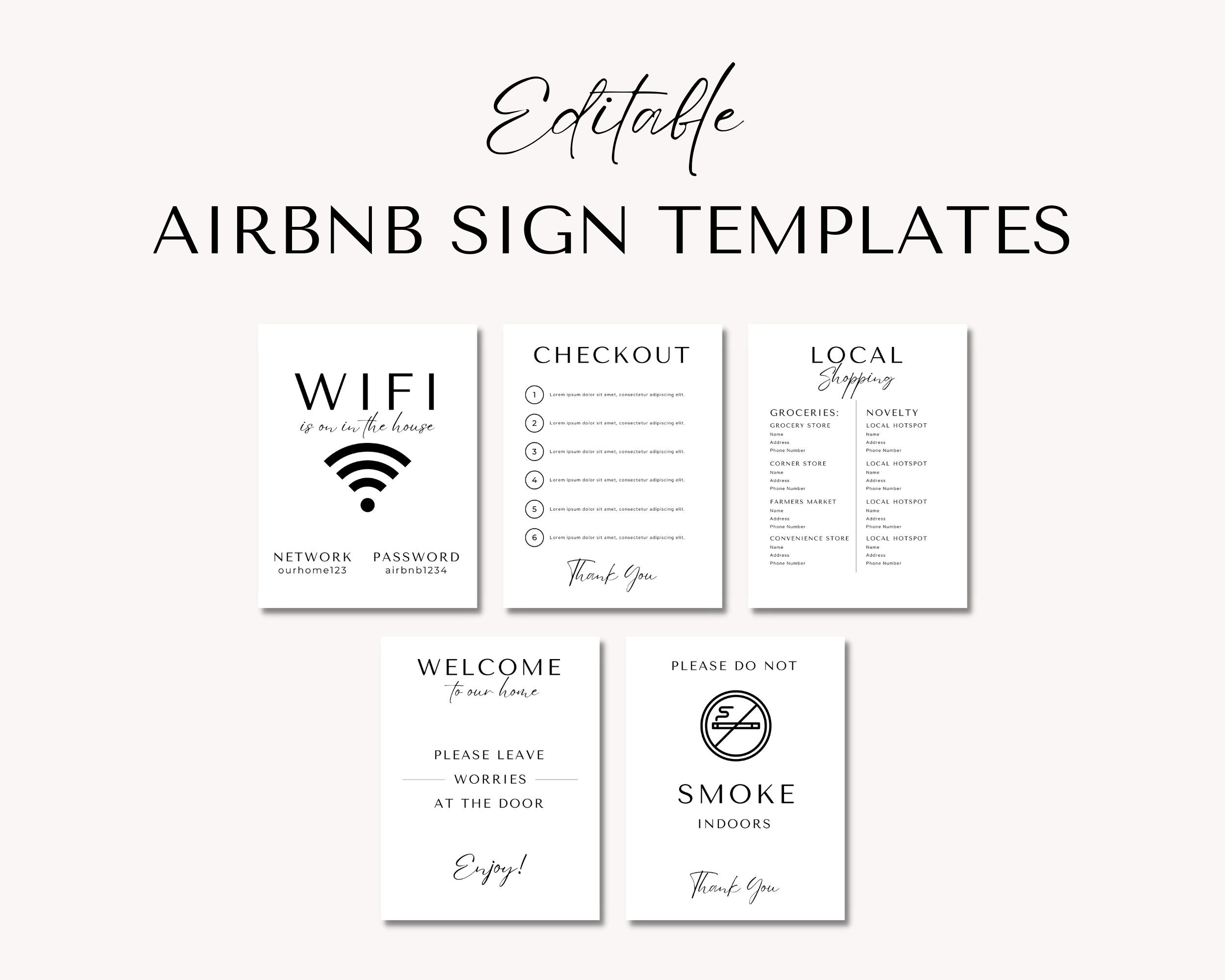 Airbnb Sign Bundle, Printable Airbnb Signs, Airbnb Welcome Sign, Airbnb ...