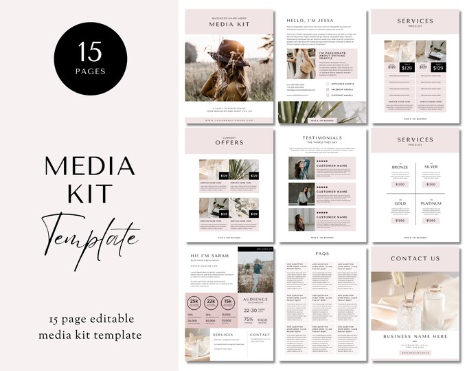 2 Page Media Kit & Rate Card Template, Instagram Influencer, Blogger ...