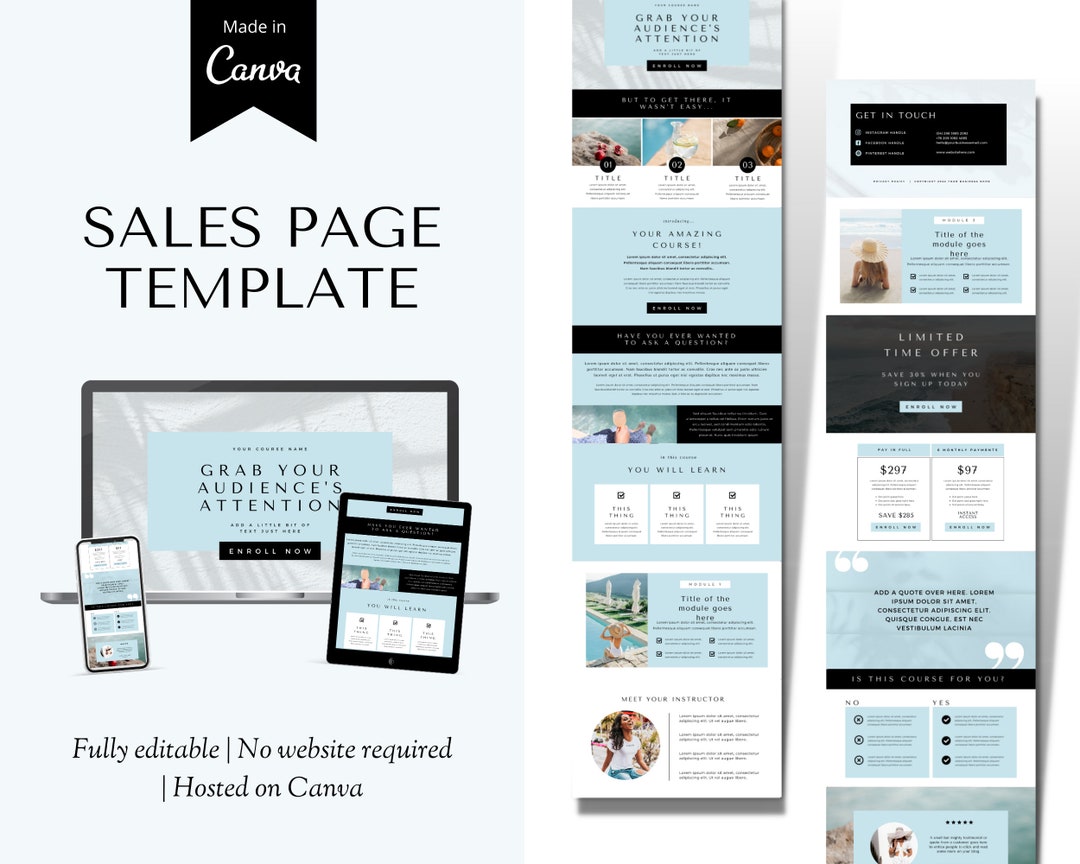 Canva Sales Page Template, Canva Website Template, Course Sales Page, Sales Page Website ...