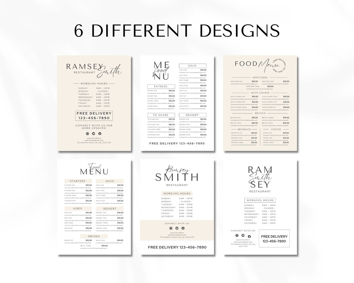 Menu Template Restaurant, Restaurant Food Menu, Business Menu Template ...