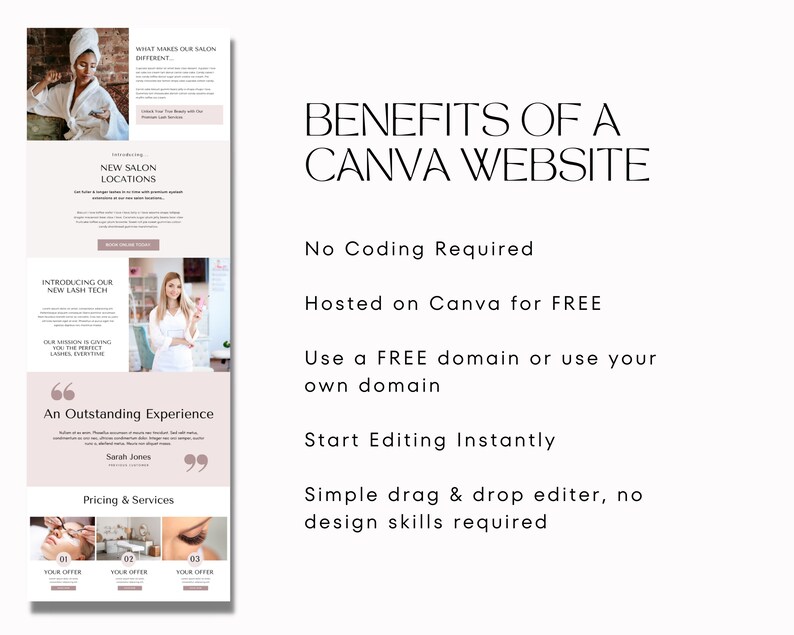 Canva Website Template Beauty, Canva Website Banners, Beauty Website ...