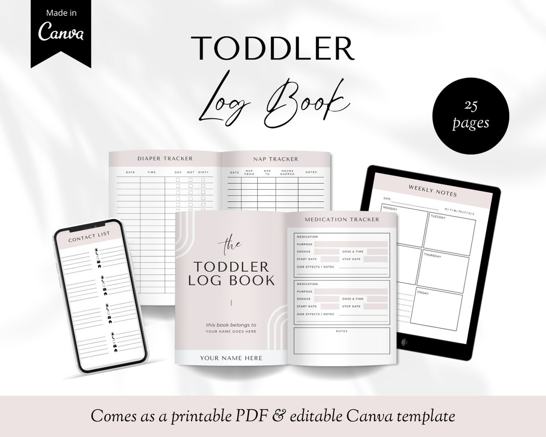 Toddler Daily Log, Daily Log for Daycare, Babysitter, Nanny, Printable ...