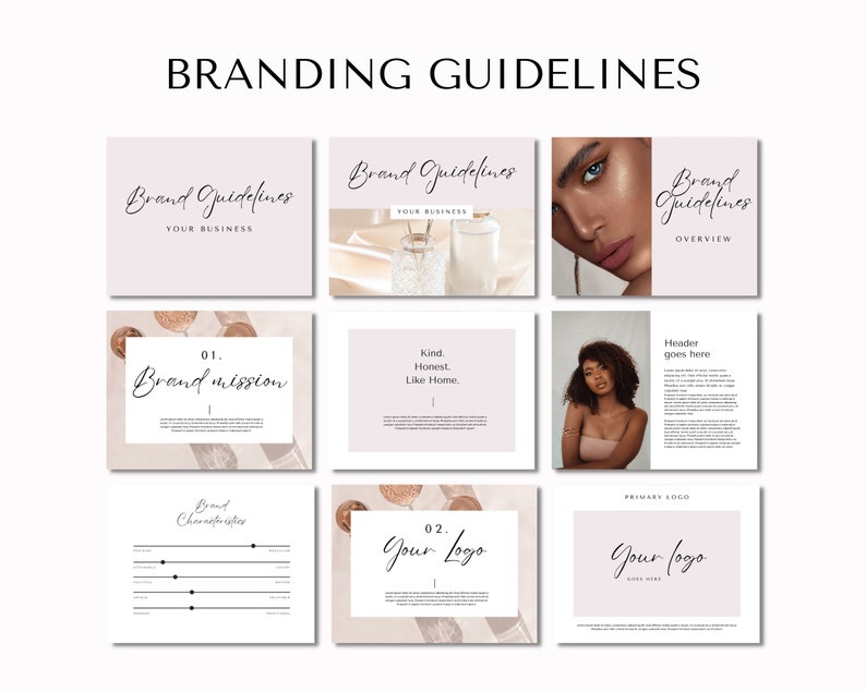 Branding Guidelines Template, Brand Style Guide Template, Editable Brand Guidelines, Brand Kit ...