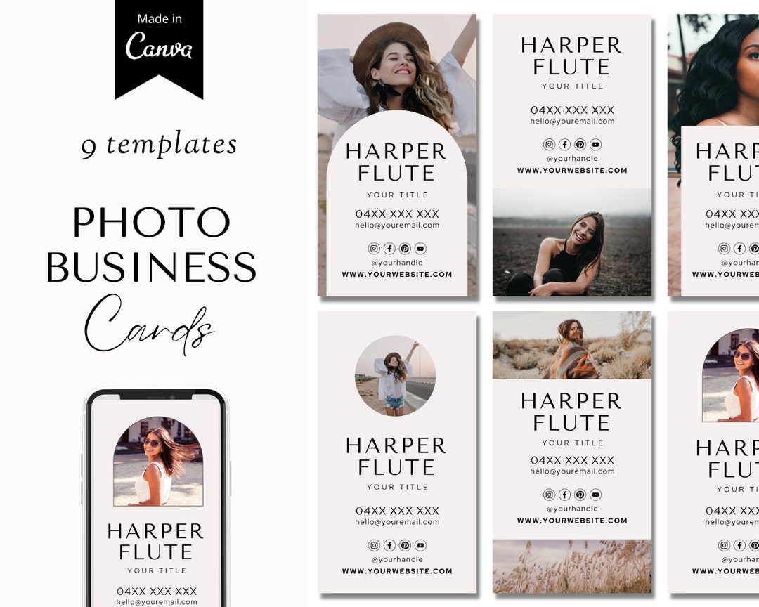 Photo Business Card, Editable Business Card Template, Business Card ...
