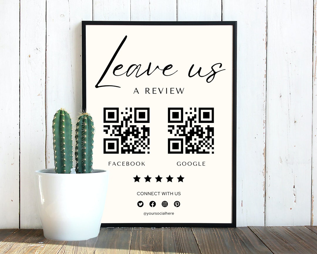 Leave Us A Review Signage, Business QR Code Sign Template, Printable ...