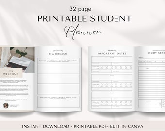 Printable Student Digital Planner, Academic Planner Printable, College ...