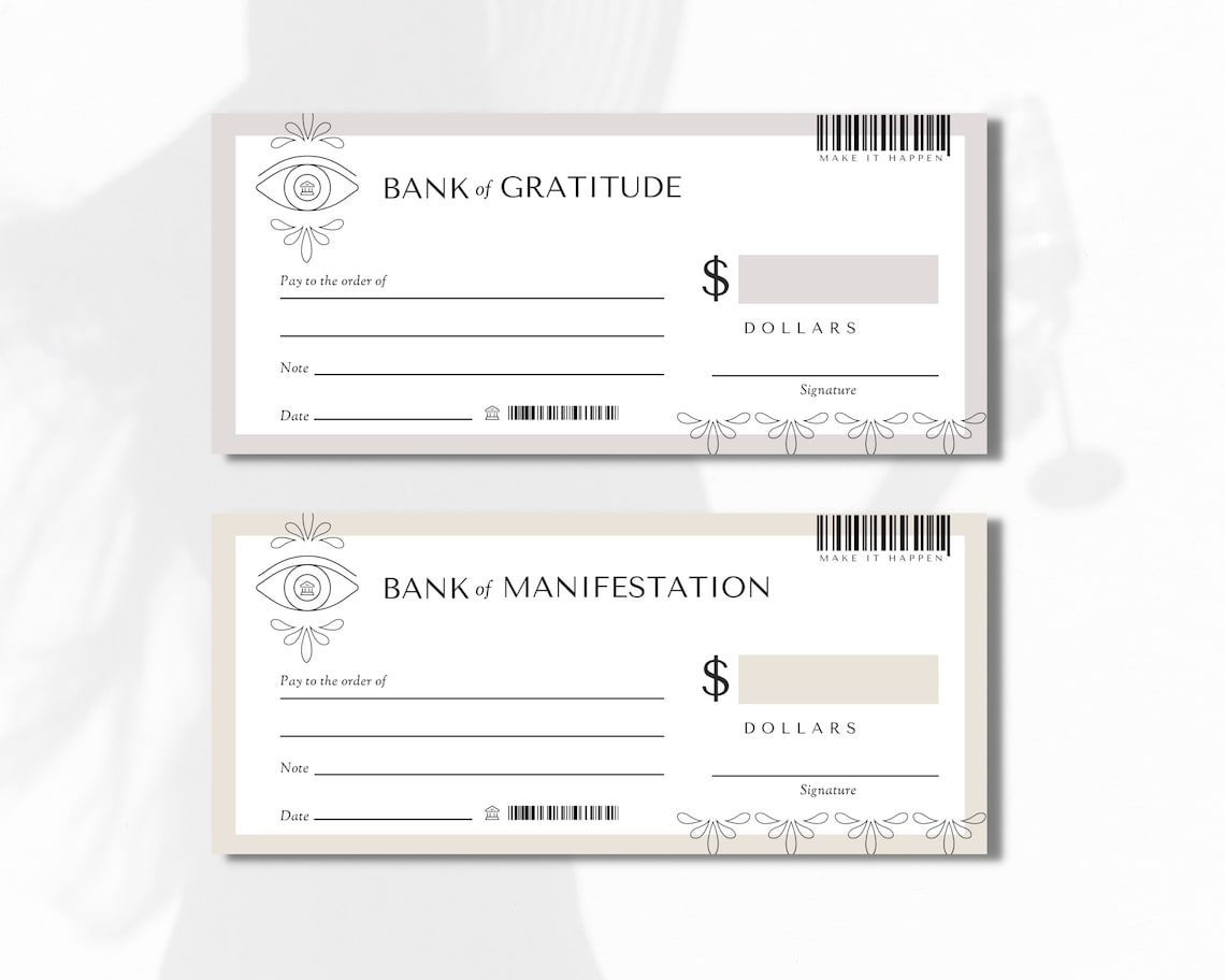 Manifestation Cheque, Vision Board Cheque, Law of Attraction Printable ...