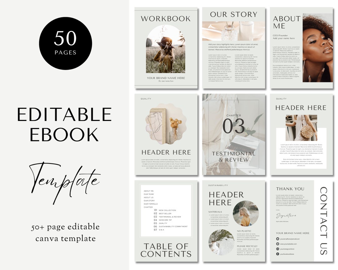 50 Page Ebook Template Canva, Editable Ebook Template, Ebook Digital ...