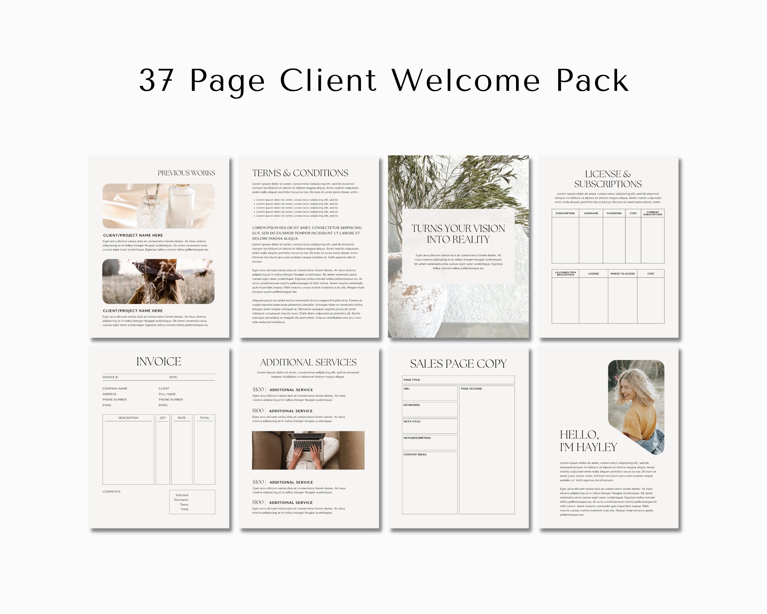 Web Designer Welcome Pack, Web Designer Templates, Web Designer Client ...