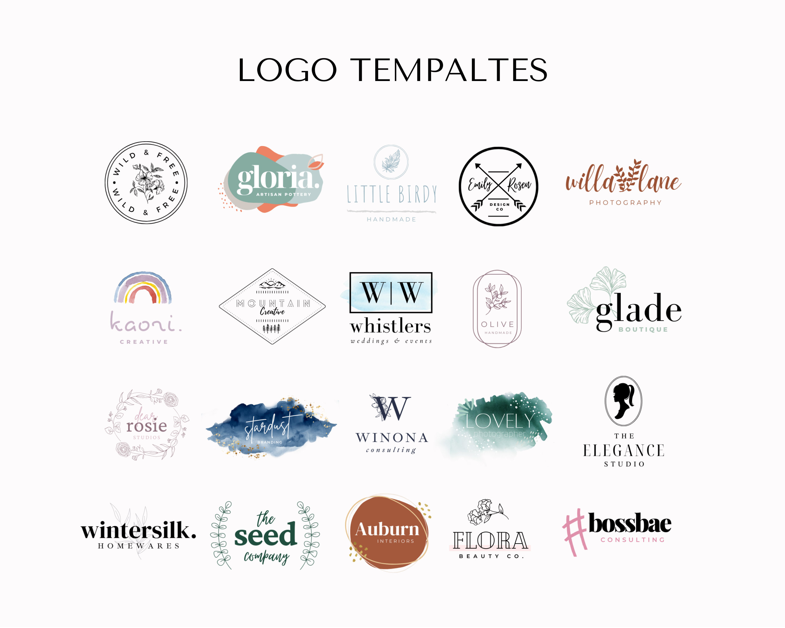 Logo Kit, DIY Logo Design Instant Download, Logo Templates Canva, Logo ...