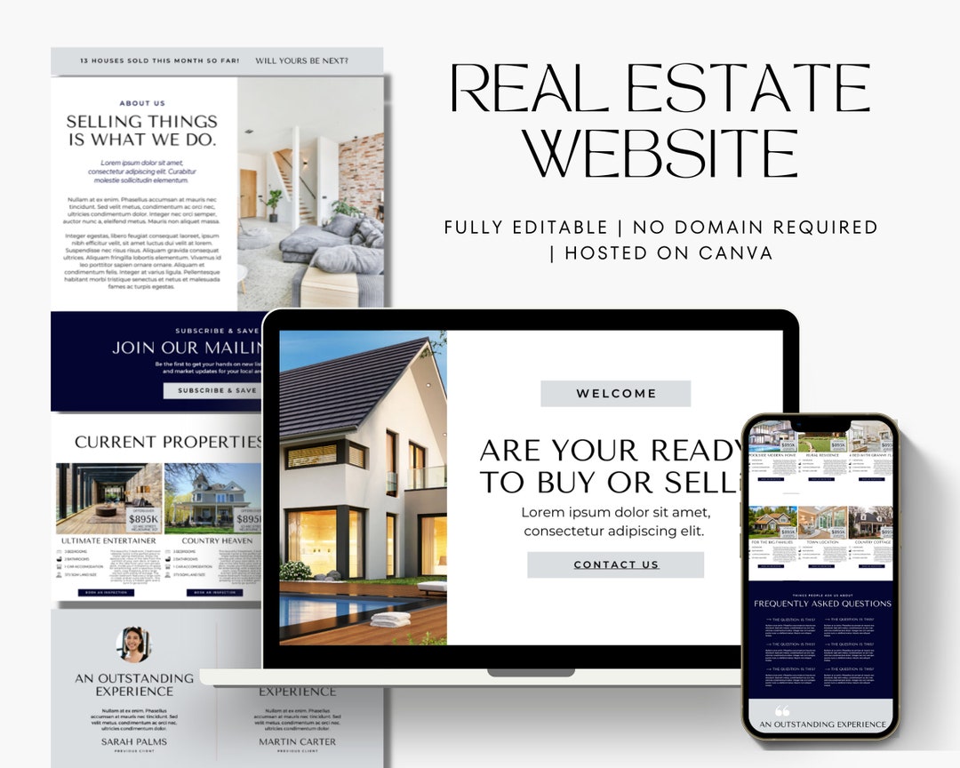 Real Estate Website Template, Real Estate Website Canva, Realtor ...