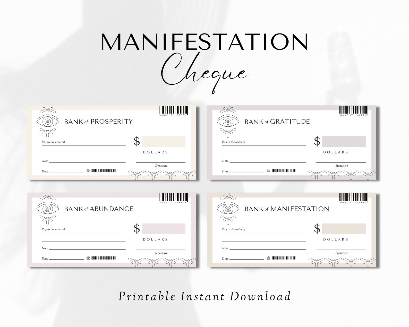 Manifestation Cheque, Vision Board Cheque, Law of Attraction Printable ...