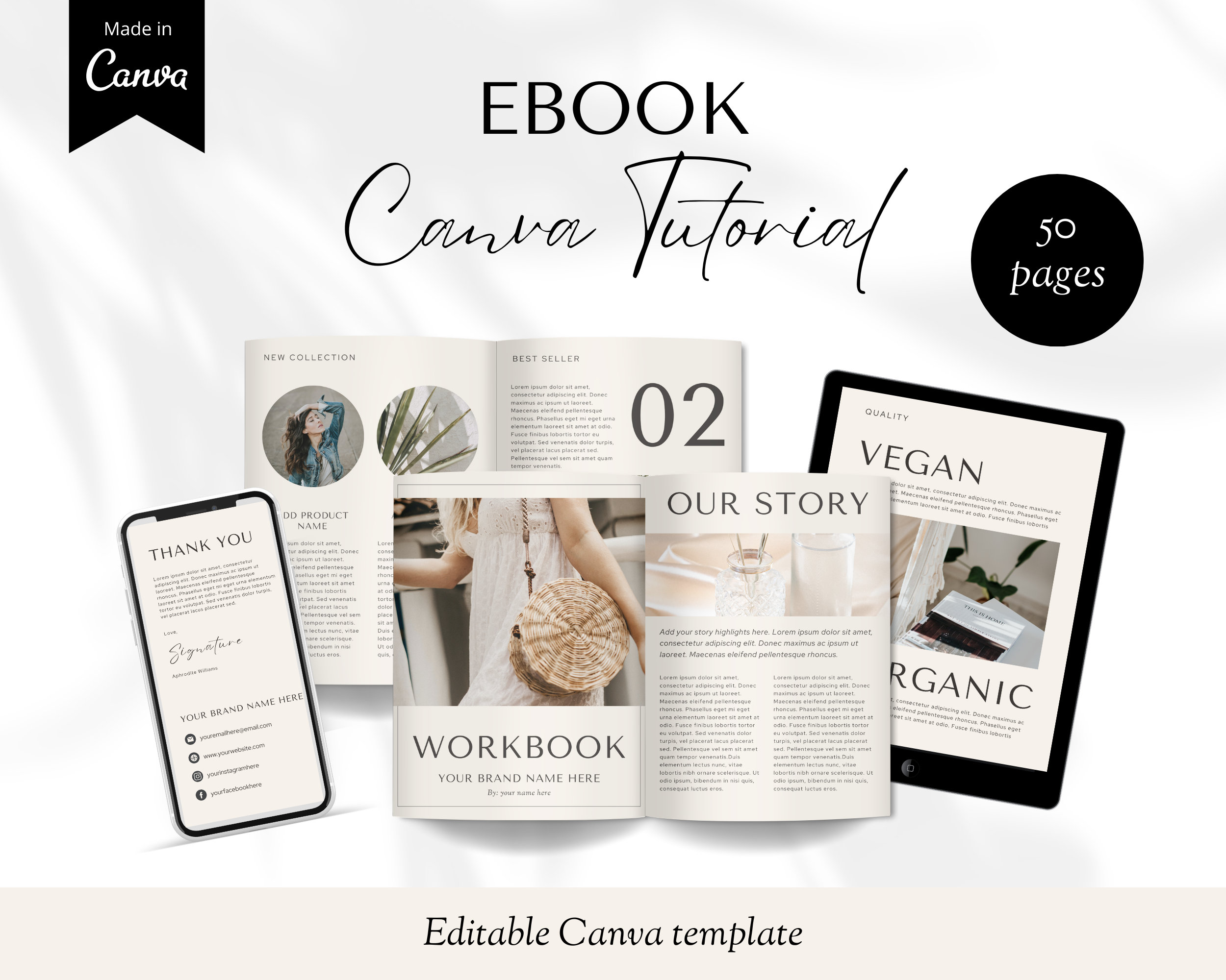 Ebook Template Canva, Ebook Mockup, Ebook Cover, Ebook for Wellness ...