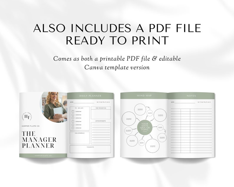 Manager Planner, Printable Work Planner, Business Planner Printable PDF ...
