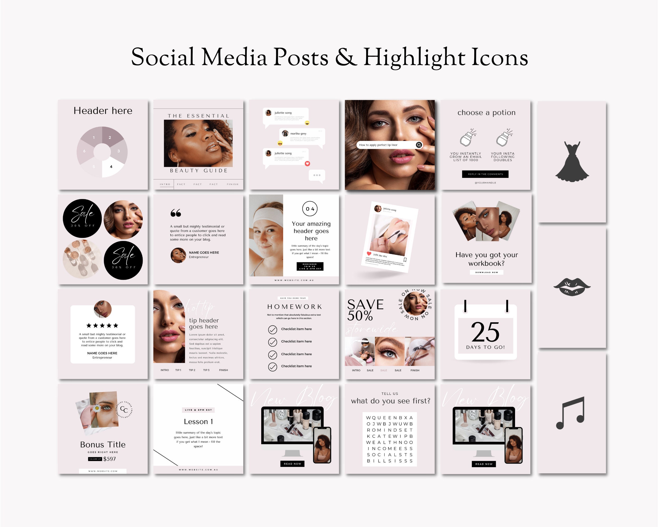 Beauty Logo, Beauty Branding Bundle, Beauty Canva Templates, Lash Tech ...