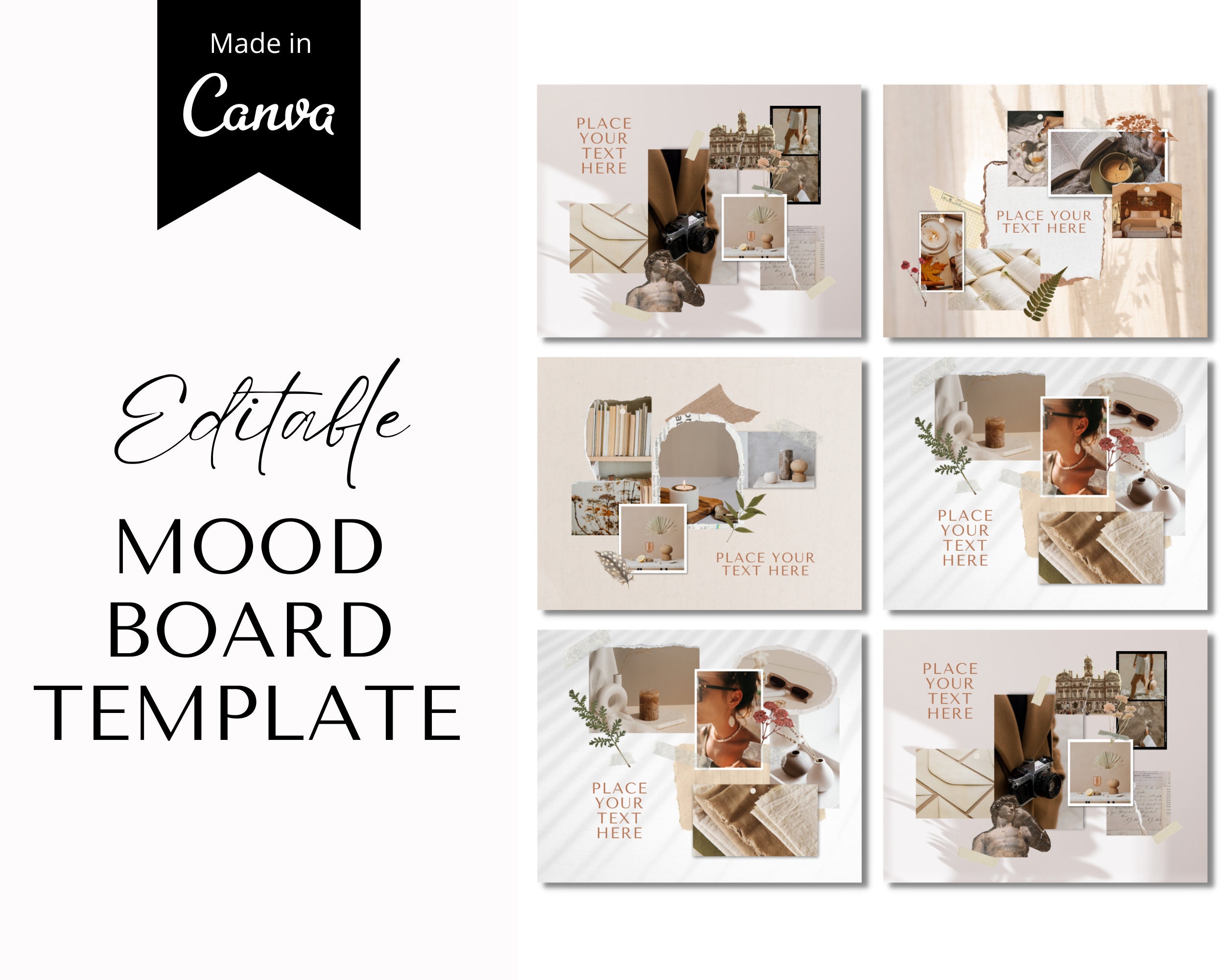 Mood Board Templates Canva, DIY Branding Kit, Mood Board Creation ...
