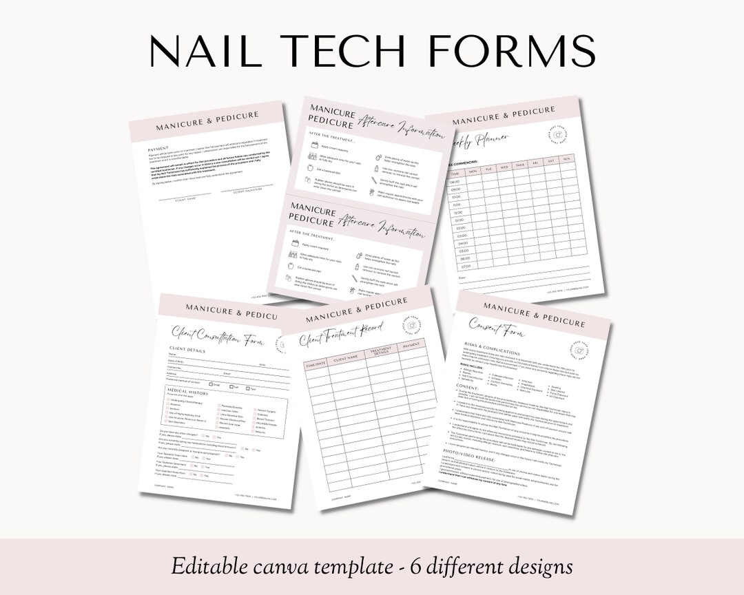 Nail Tech Forms Printable PDF, Nail Tech Client Consent Forms, Beauty ...