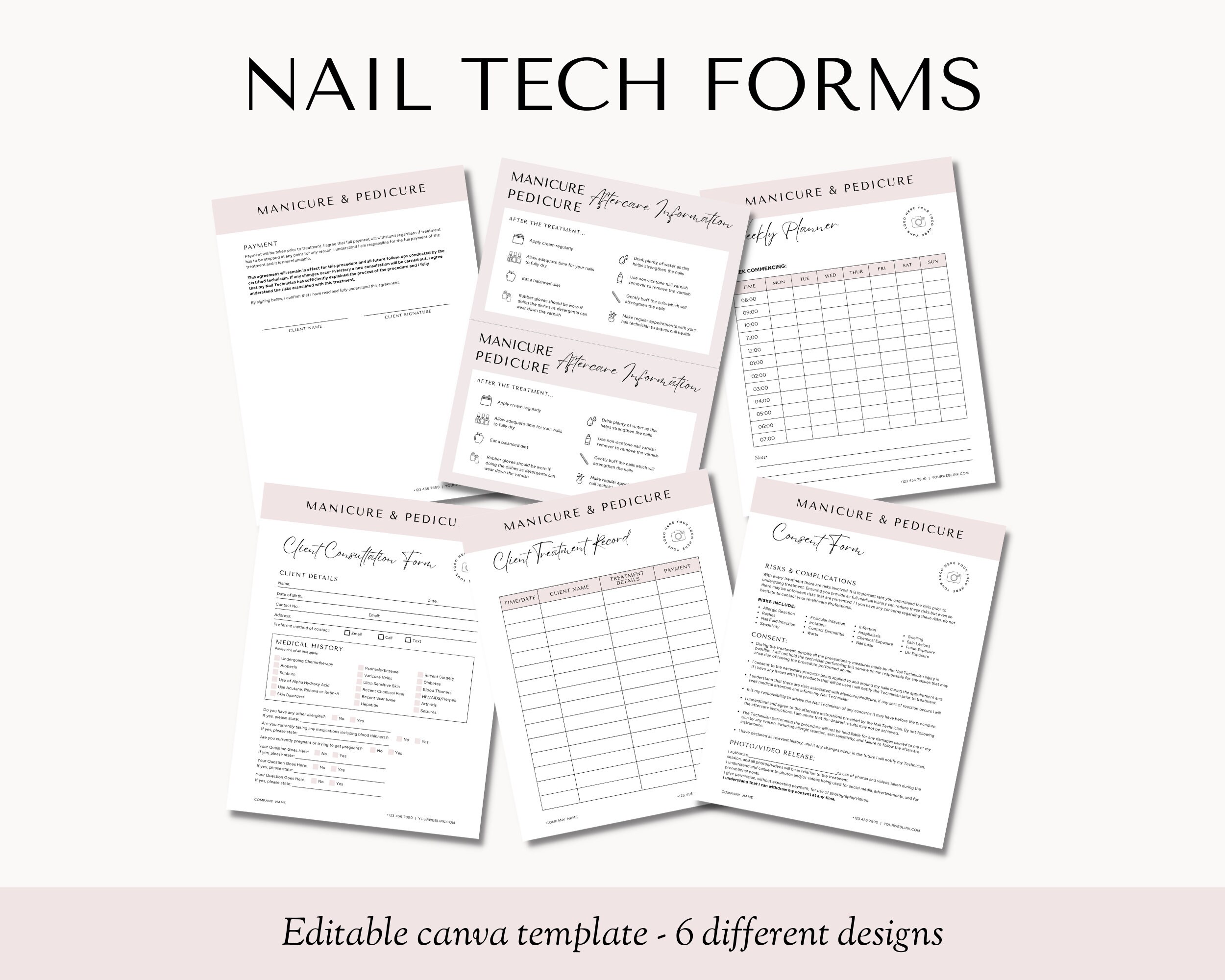 Nail Tech Forms Printable PDF, Nail Tech Client Consent Forms, Beauty ...