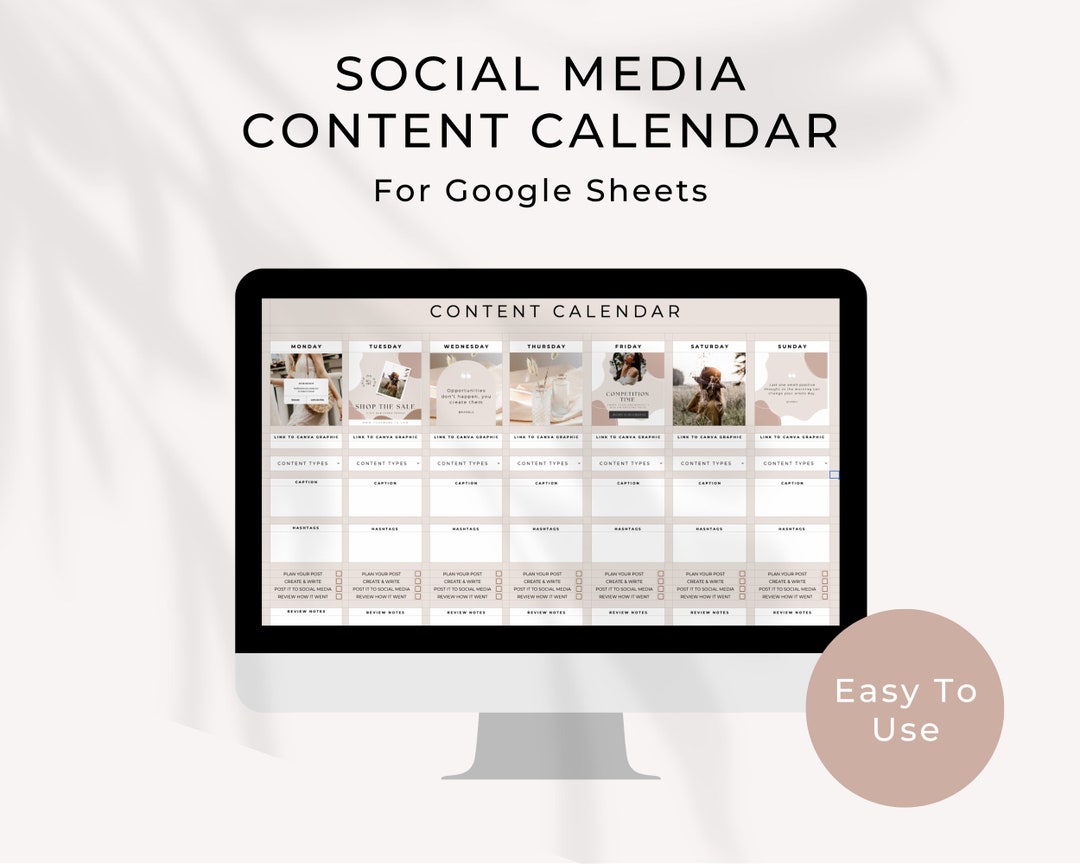 Social Media Planner Spreadsheet, Content Calendar, Instagram Planner ...