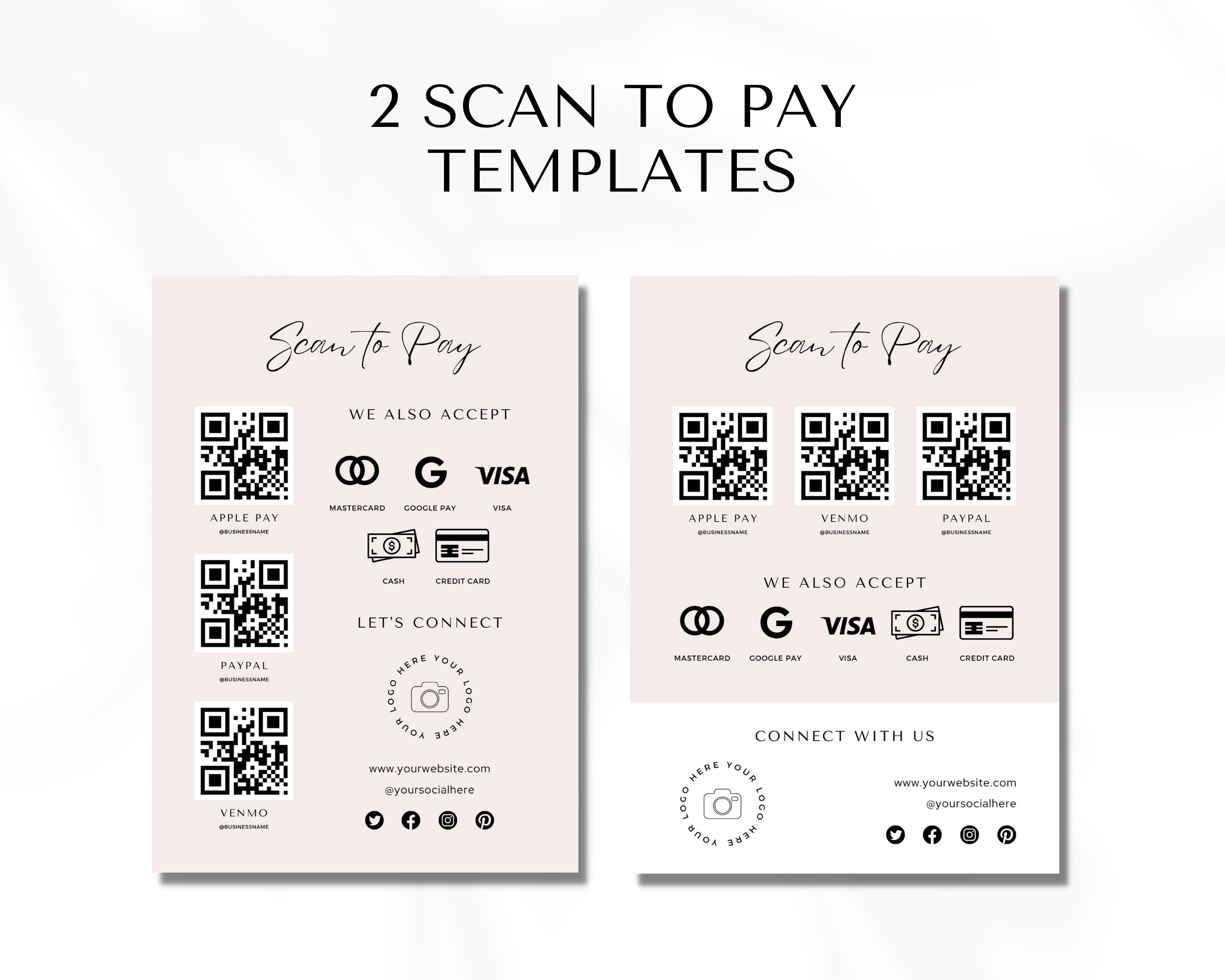 Editable Scan to Pay Card, Editable Canva Template, QR Code Sign ...