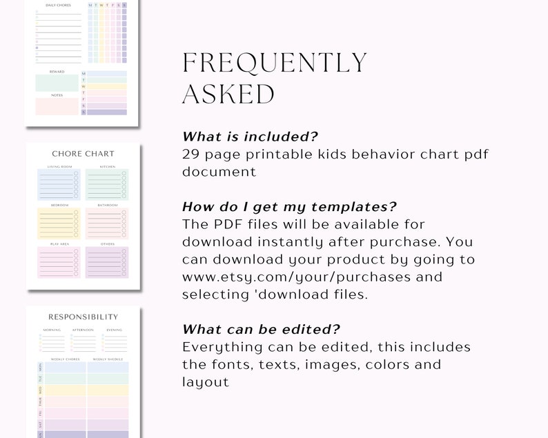 Behavior Chart Bundle for Kids, Good Behavior Checklist, Children ...