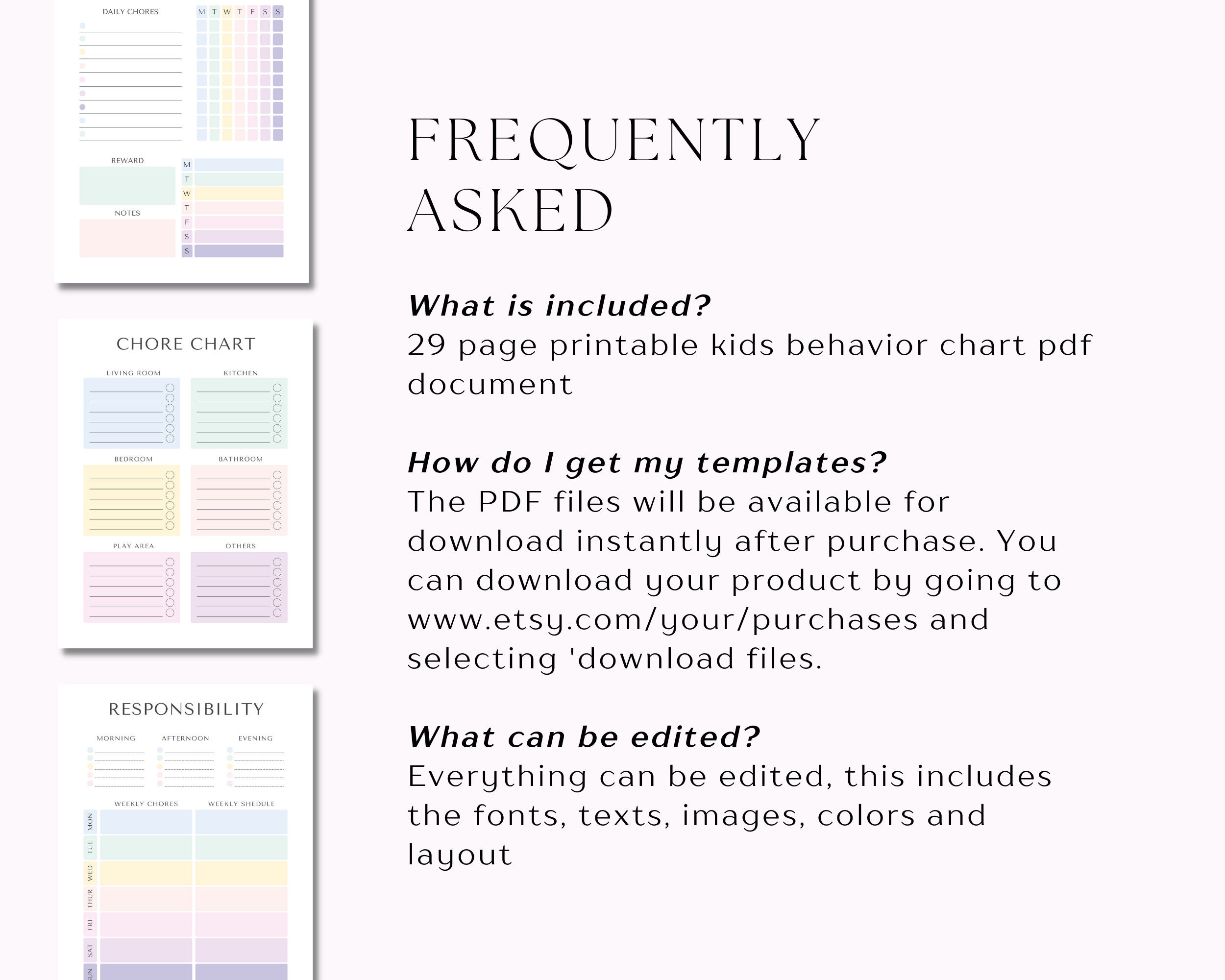 Behavior Chart Bundle for Kids, Good Behavior Checklist, Children ...