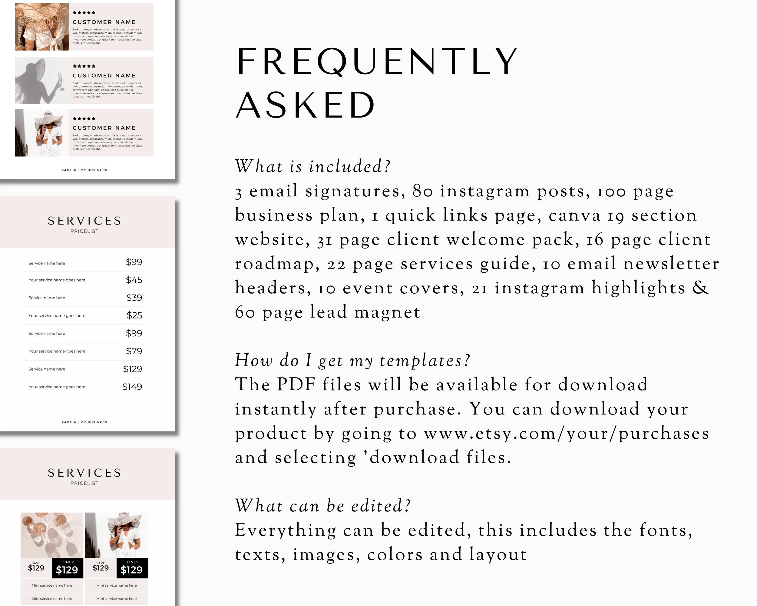 Virtual Assistant Canva Template Bundle Services Guide - Etsy
