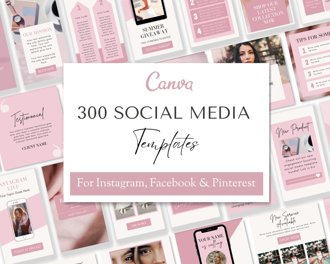 300 Pink Instagram Post Stories Template Canva, Instagram Branding ...