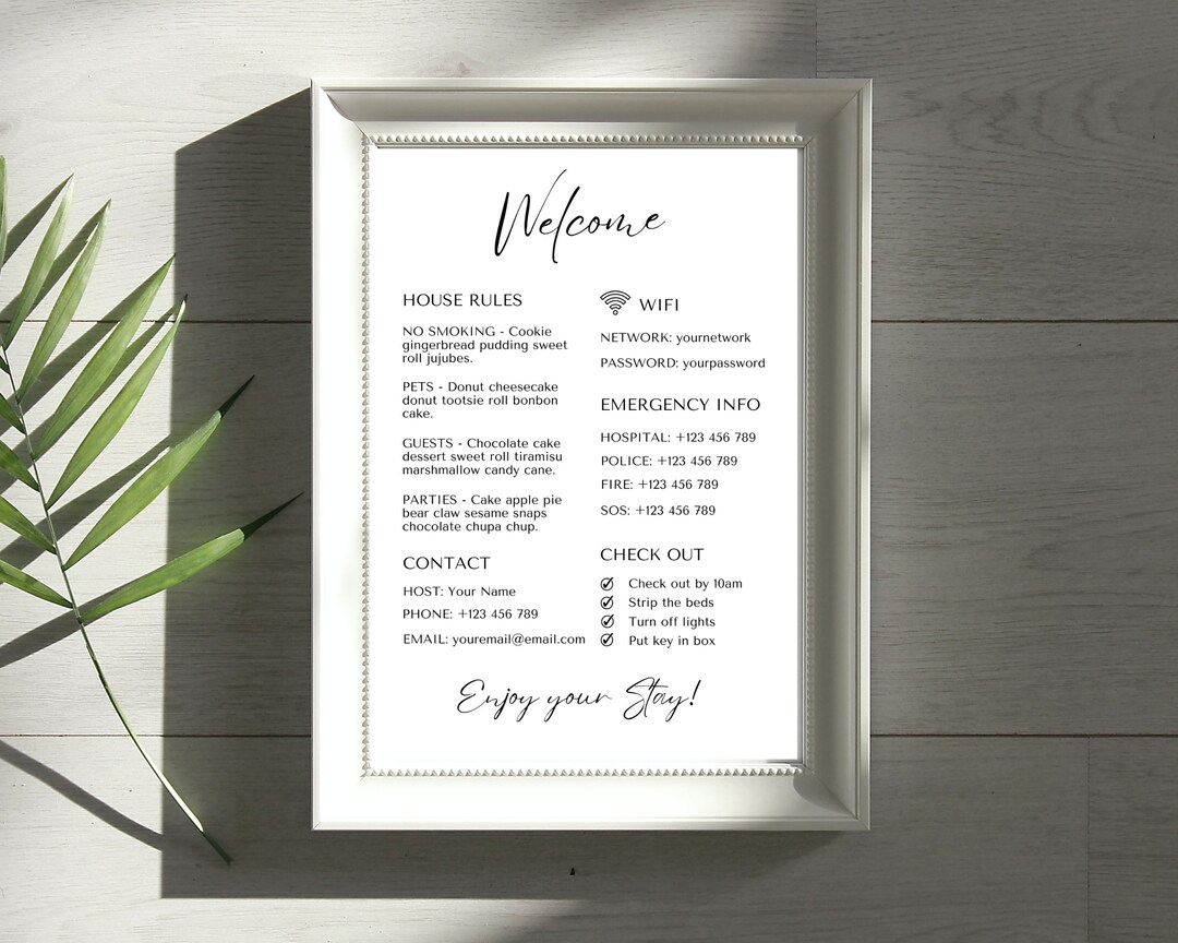 Airbnb Welcome Sign, Vacation Rental Printable, Guest Arrival Poster ...